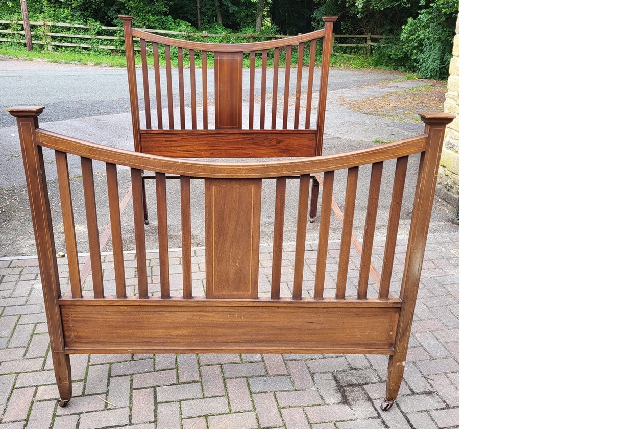 Edwardian Double Size Inlaid Mahogany Slatted Bedstead – Wessex Beds